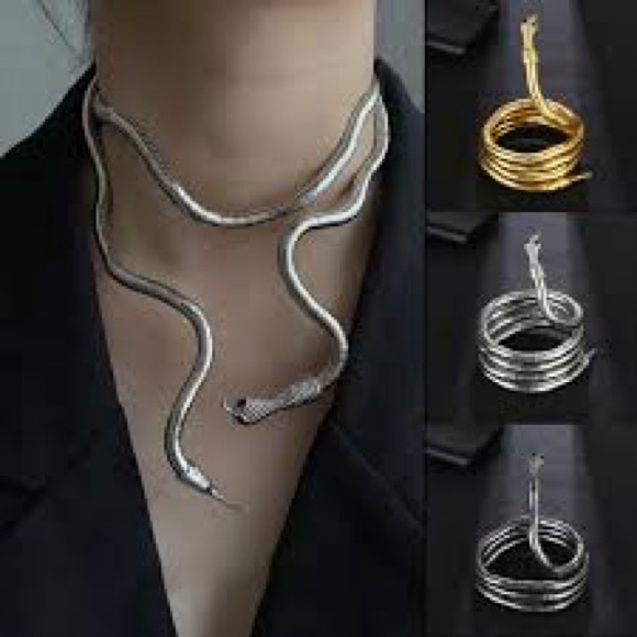 Jewelry | Snake Collar Flexible Adjustable Necklace Gold Serpentine ...